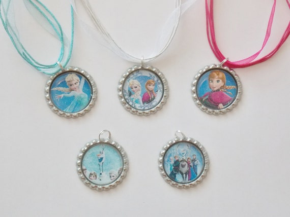 Items similar to Sparkly Frozen Bottle Cap Chain Necklaces - choose ...