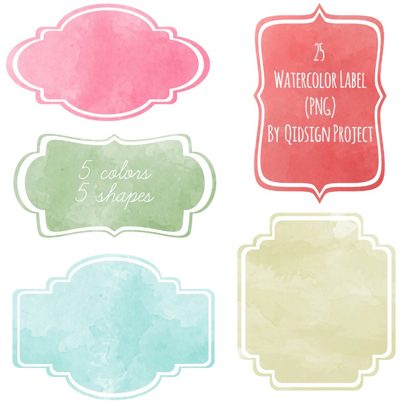 25 Watercolor Labels Clipart Scrapbook embellish Blog Graphics