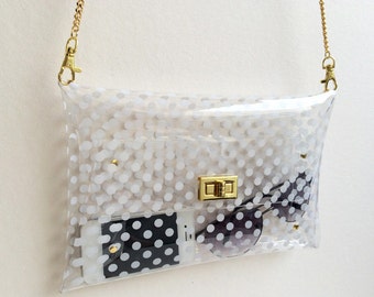 Classic Dot Transparent Clear Clutch with Sting Chain,Classic ...