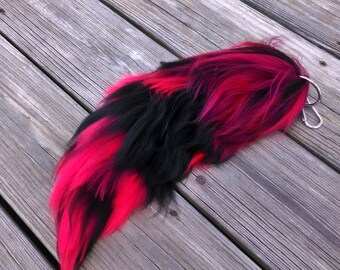 SALE Red Black Yarn Tail, Streaks, 16 Inches