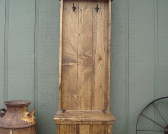 Western Hall tree bench, rustic pine