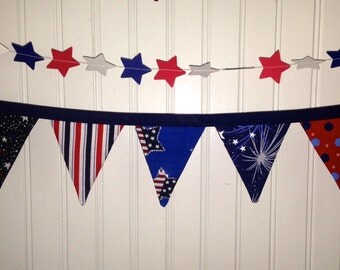Celebrate America! MINI Flag Patriotic Bunting Banner, Red, White ...