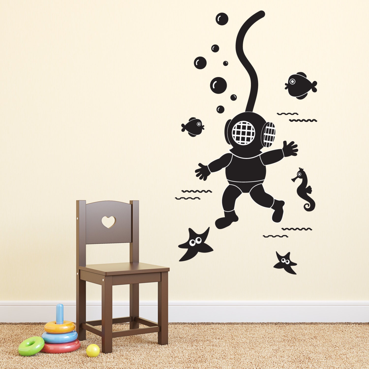 Deep Sea Scuba Diver Wall Sticker Decal Vinyl Transfer