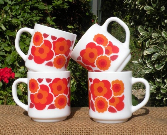 1970s retro mugs 1970s funky houseware 1970s funky by LaBonneVie72