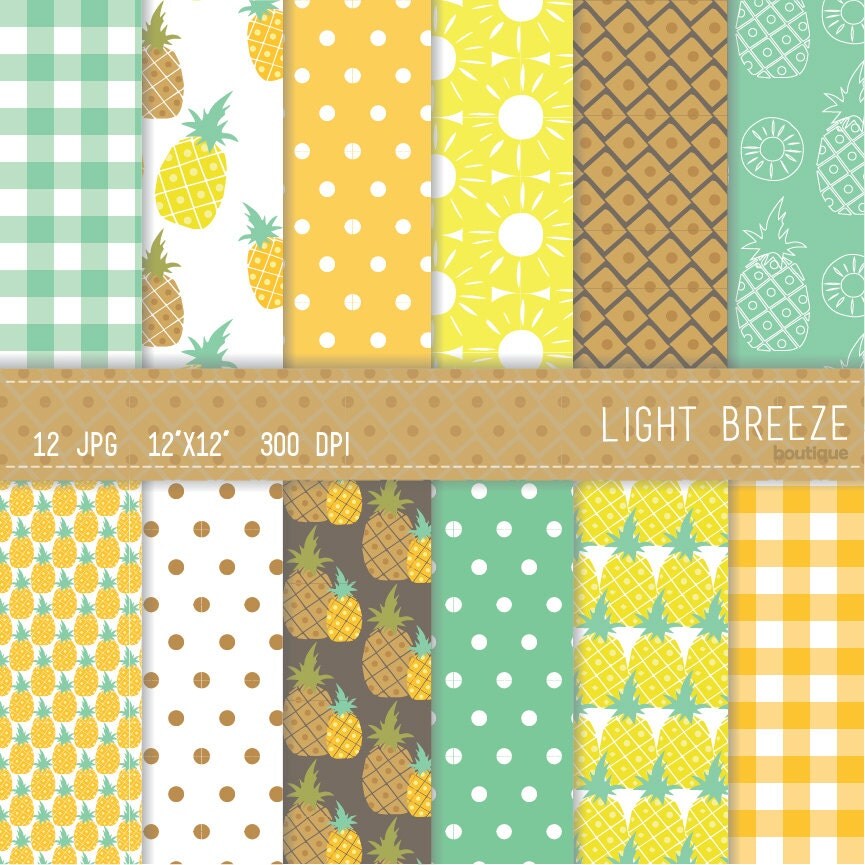 Pineapple Digital Paper Set Instant Download Personal and