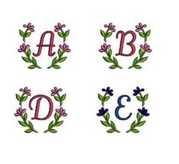 Instant Download Fancy Flower Font Monogram A-Z Machine