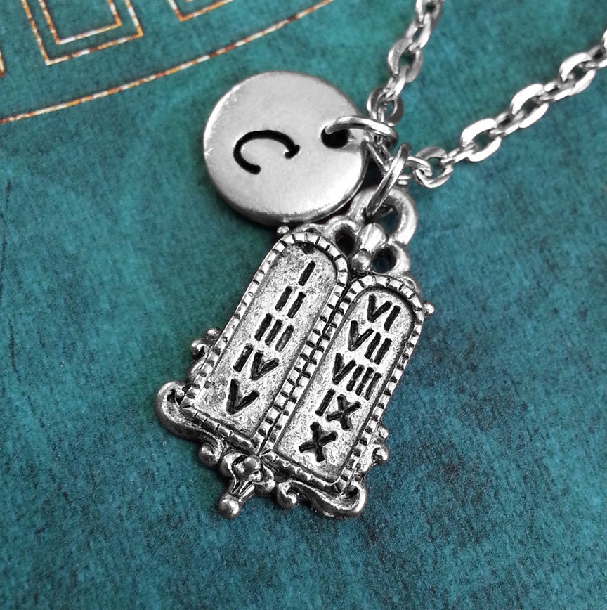 Silver Ten Commandments Necklace Personalized Necklace Ten