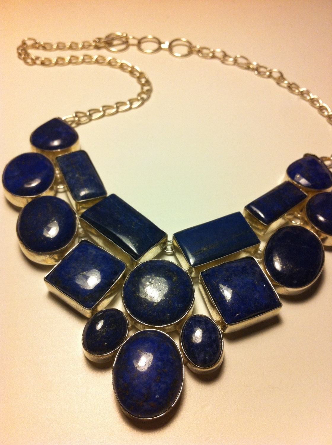 Blue stone necklace, silver chain – Haute Juice