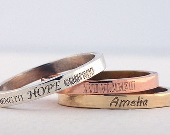 Custom Engraved Ring, 2.5x1.5mm, Sterling Silver Ring, Personalized ...