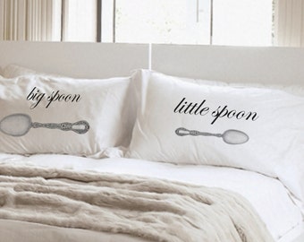 Big Spoon Little Spoon pillowcase set Wedding Gift Couples Pillowcases ...