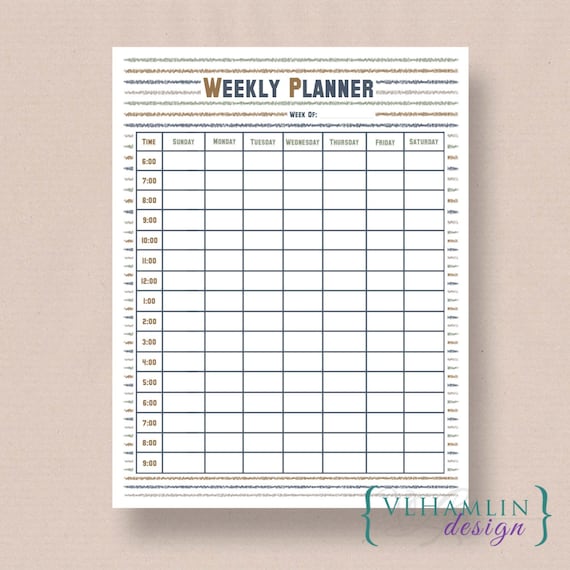 Items similar to Printable Planner, Weekly Planner, Rough Stripes ...