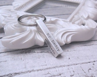 Personalized key chain 4-sided bar for Dad Mom Groom