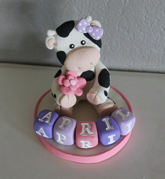 Custom Cow Cake Topper for Birthday or Baby Shower by carlyace