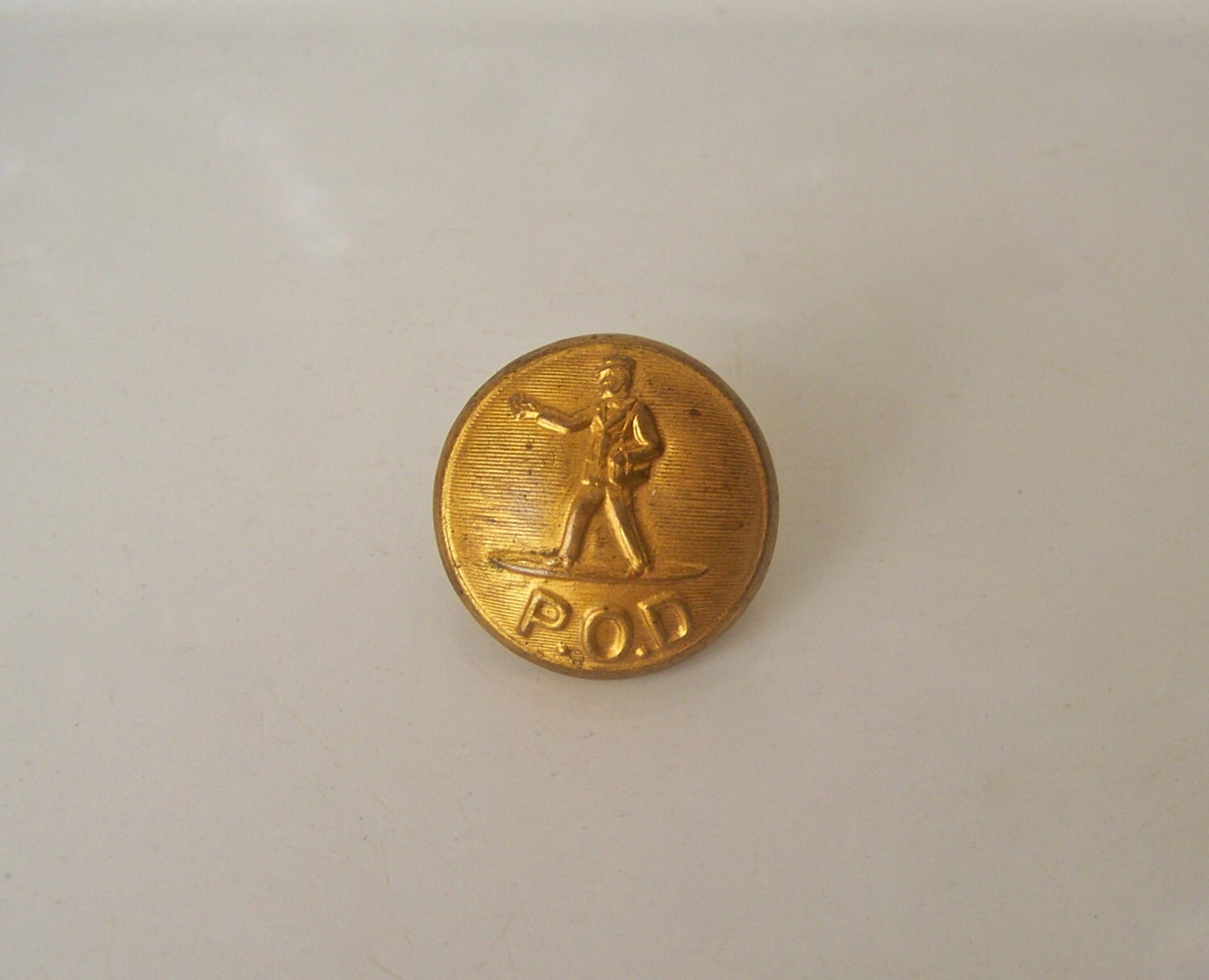 Vintage P.O.D Brass Button Post Office Delivery Mail Man