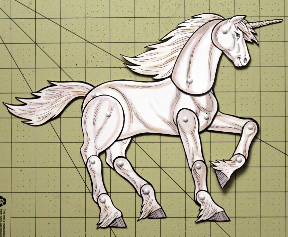Unicorn Paper Doll Fantasy Articulated White Unicorn