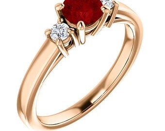 Simple and Traditional Design Ruby Engagement Ring or July Birthstone ...