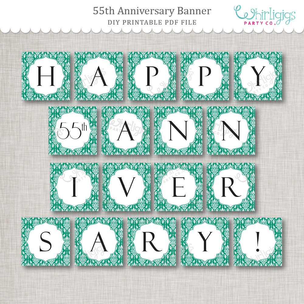 Instant Download 55th Anniversary Banner printable PDF