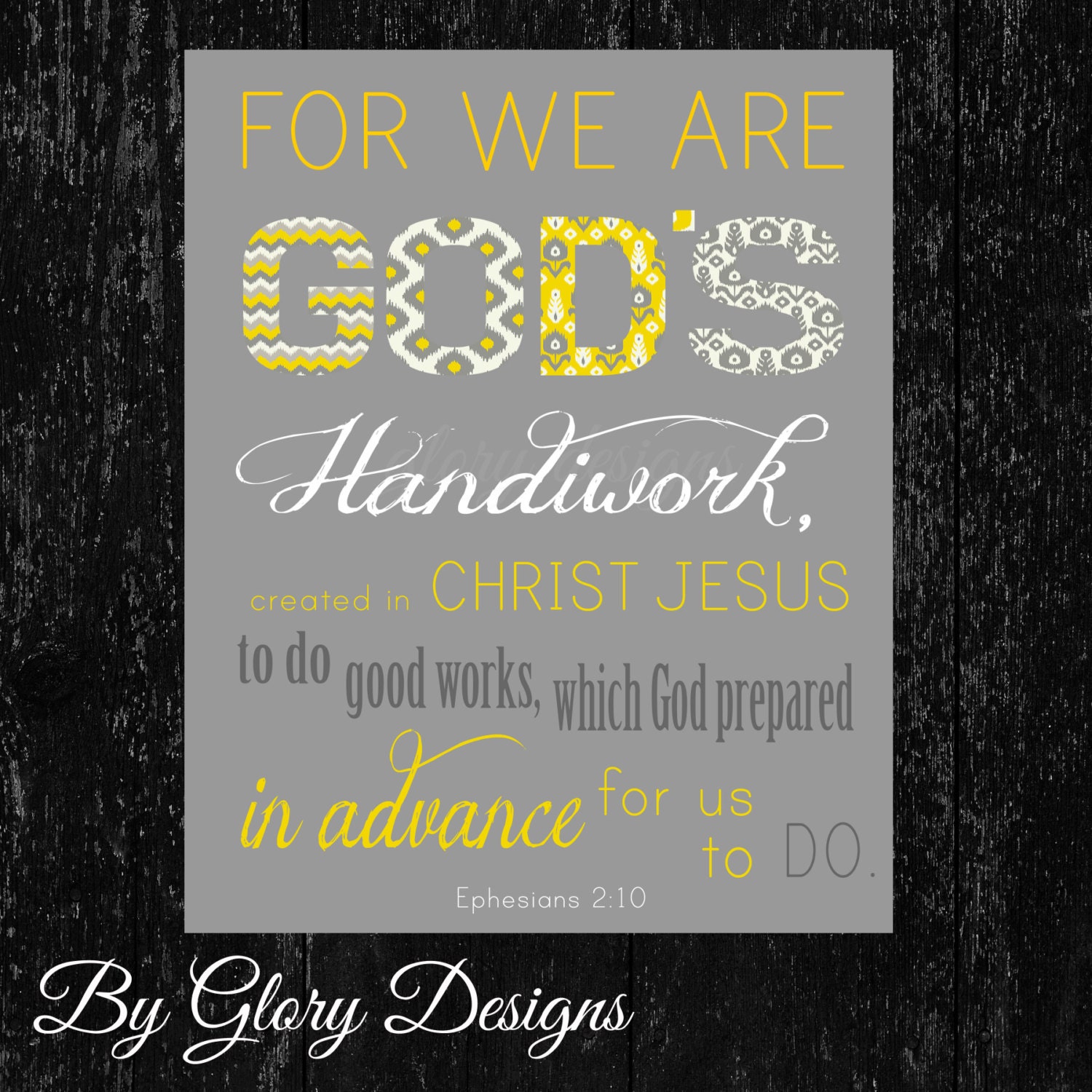 Scripture art For we are God's Handiwork verse Ephesians