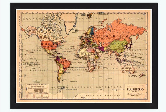 Old World Map Atlas Vintage World Map Mercator by OldCityPrints