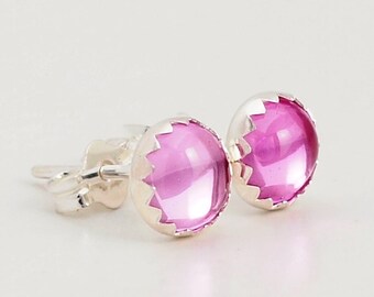 Popular items for pink sapphire studs on Etsy
