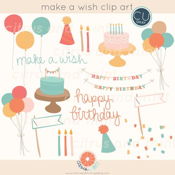 Items similar to Birthday Party Digital Clip Art - 23 Hand Drawn ...