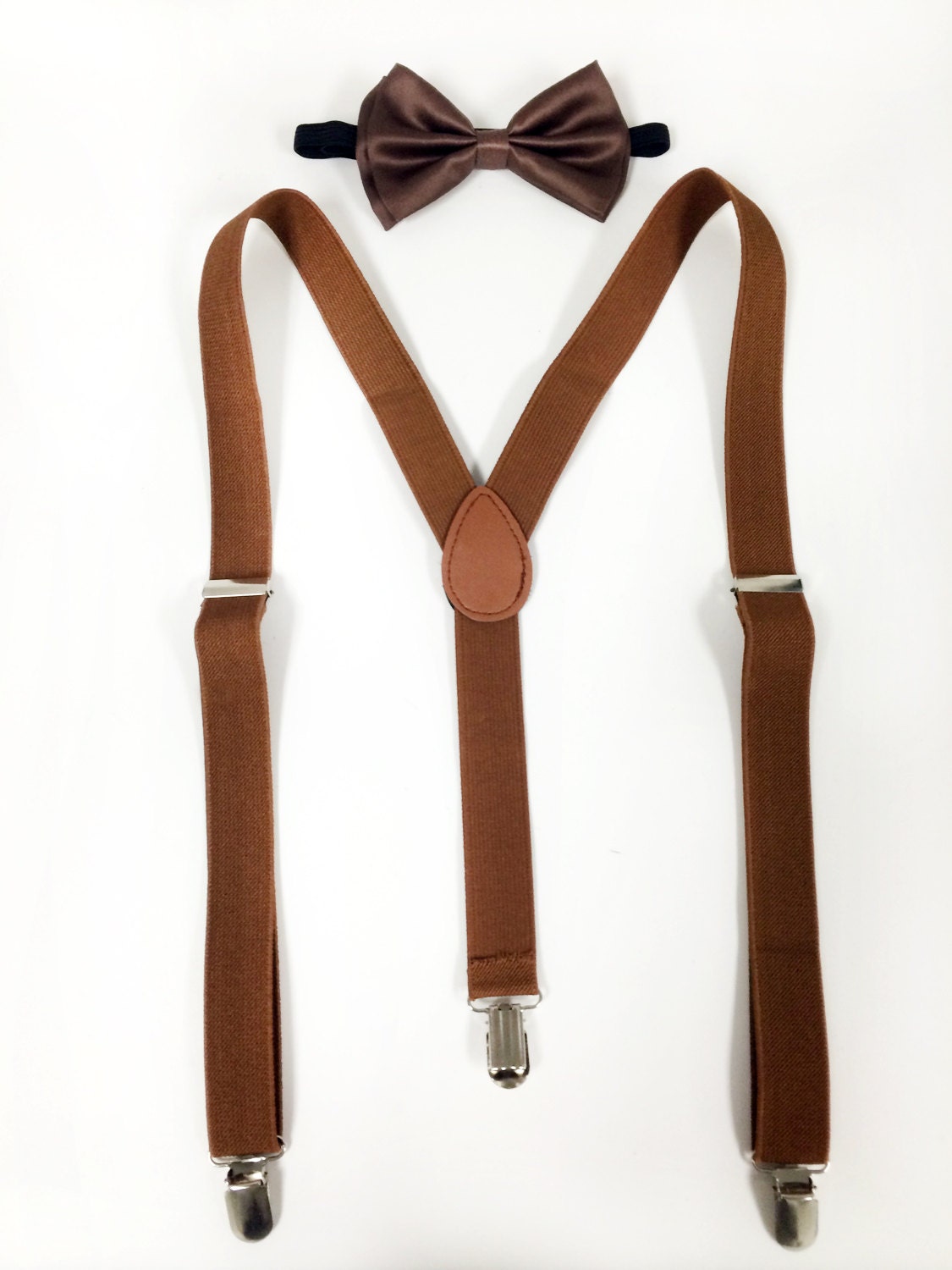 Suspenders and bowtie tan/brown suspenders set for