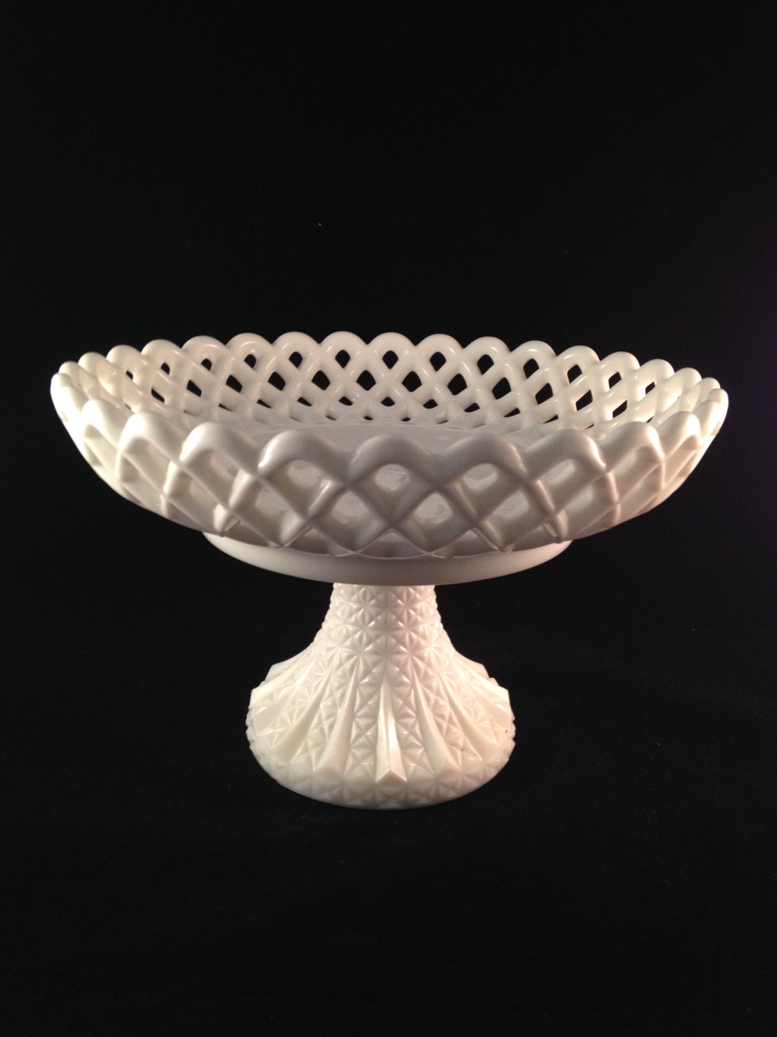 Vintage Milk Glass Lattice Pedestal Fruit Bowl Fenton – Haute Juice