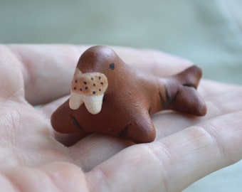 Walrus Totem || Handmade Clay Animal Figurine || Clay Walrus Figurine ...