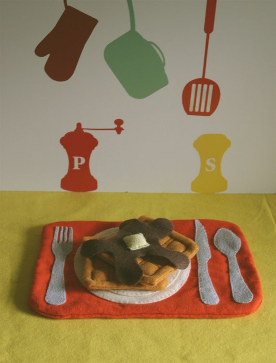 Felt Food Waffles with Syrup by olivethisfelt on Etsy