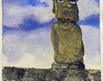 Moai painting | Etsy