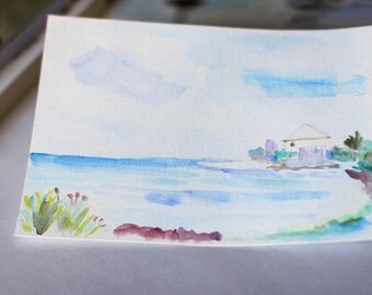 Key West Landscape Watercolor Painting.Florida Landscape Painting ...