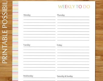 Printable Weekly To Do List - Colorful Weekly To Do List for Binder ...