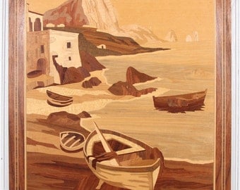 Vintage Inlaid Wood Art / Boat Accessories / Woot Artwork / Boat ...