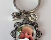 Items similar to NEW BABY Key Chain with YOUR baby's photo and charms ...