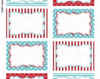 Printable labels Set "PRINTABLE LABEL"clip art pack,dots,stripescard ...