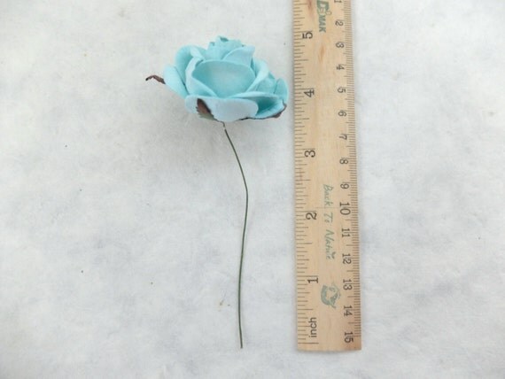 5 50mm/2 inches bright blue paper roses paper flowers