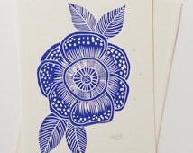 Popular items for flower linocut on Etsy