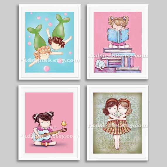 Children's wall art girls room art baby nursery decor