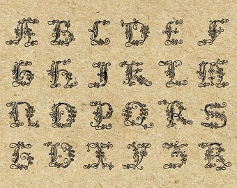 INSTANT DOWNLOAD - Ornate Letters Printable Antique Alphabet Vintage ...