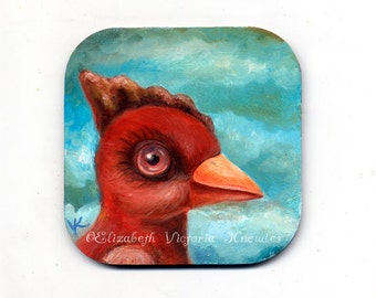 Unique red hen painting related items | Etsy