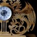 Mythical Double Dragon Wood Mantle Clock Scroll Saw