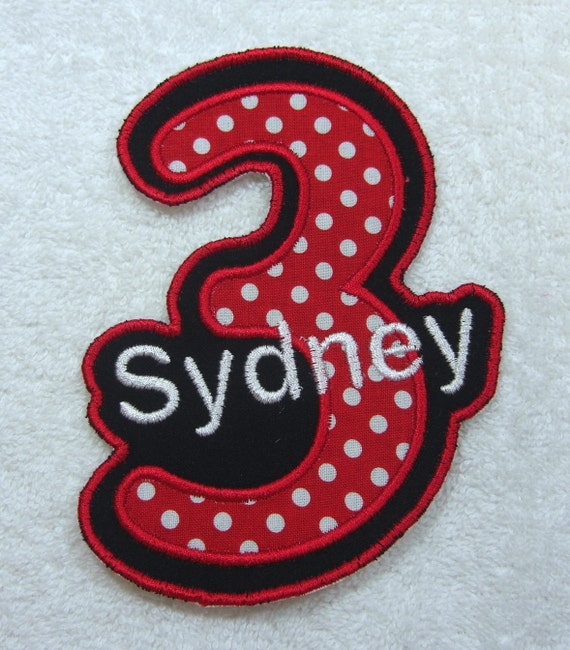 Personalized Name and Number 3 Patch Fabric by TheAppliquePatch