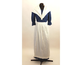 Historic costume, Colonial dress and apron, blue white, peasant style ...