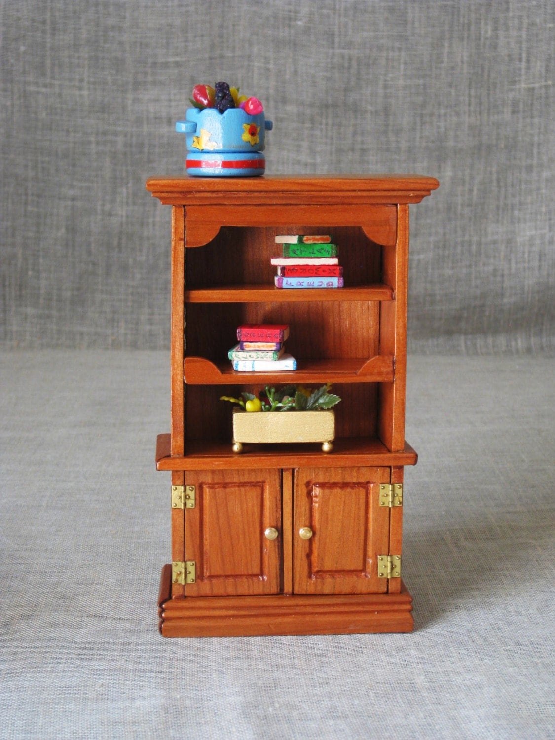Dollhouse Bookcase Furniture Folk Art Dollhouse Furniture Doll