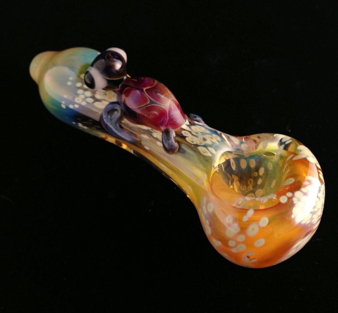 Red Turtle Critter Hand Blown Glass Pipe
