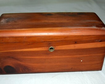 Vintage miniature Lane Cedar Chest Jewelry Box with Key