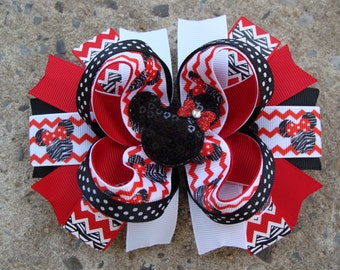 Minnie Mouse Hair Bows Large Hair bow Red Yellow and Black
