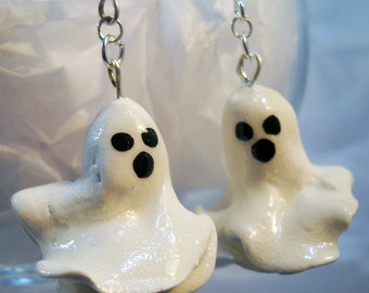 Items similar to Miniature Silver Metallic Polymer Clay Ghost Trio Cute ...