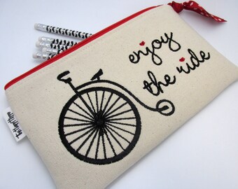 Make Up Accessory Bag - Enjoy the Ride Bicycle - Red and Black - Cream ...