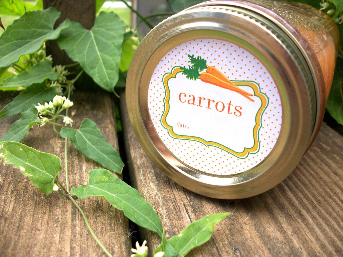 Carrots canning labels round mason jar labels by CanningCrafts